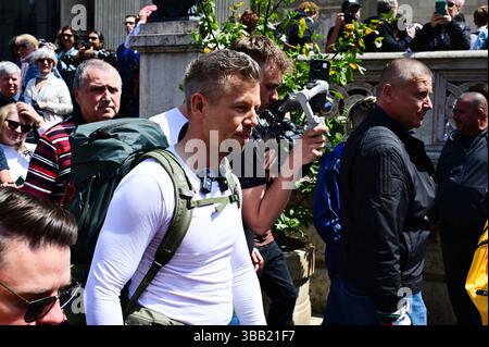 Leader of the Hungarian opposition Tisza Party Peter Magyar delivers ...