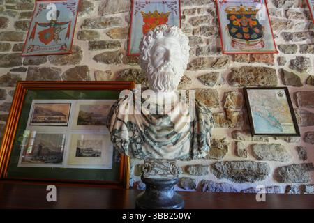 Library of the citadel of the Old Town of Budva, a walled city built on ...