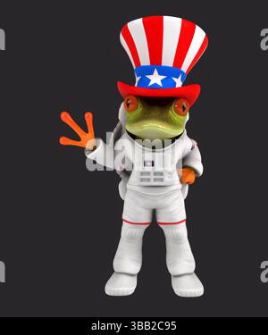 Fun 3D cartoon frog with an uncle sam hat Stock Photo - Alamy