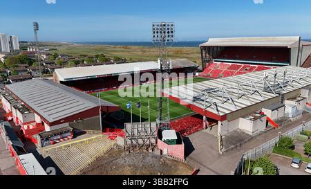 An aerial view of Pittodrie Stadium in Aberdeen. Picture date ...
