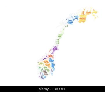 Norway shape with country names word cloud in multiple languages ...
