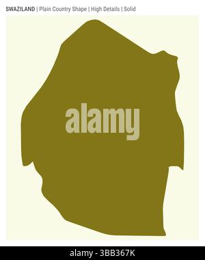 Swaziland plain country map. High details. Outline regions style. Shape ...