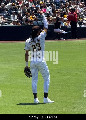San Diego Padres San Diego Padres' Fernando Tatis Jr. reacts during his at-bat in the fifth ...