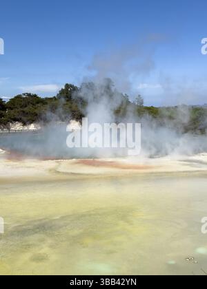 Champagne Pool at the Waiotapu Thermal Track in the colourful ...