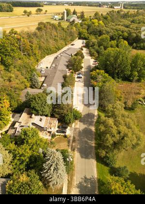 Aerial Views of St. Jacobs, Ontario – Town, River & Countryside Stock ...
