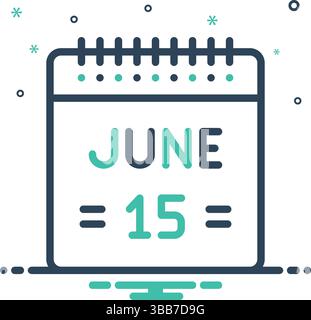 Icon calendar day - 15 June. 15th days of the month, vector ...