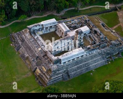 Close view of the Palace of Palenque, was a pre-Columbian Maya ...