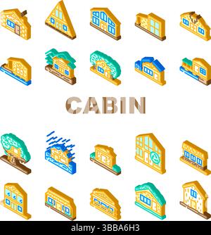 rustic log cabin wooden isometric icon vector illustration Stock Vector ...