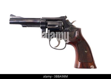 Old western era revolver on white background Stock Photo - Alamy