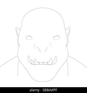 A white Orc face with a mouth full of teeth and a menacing look. The ...