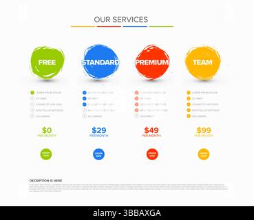 modern plans and pricing business table template Stock Vector Image ...