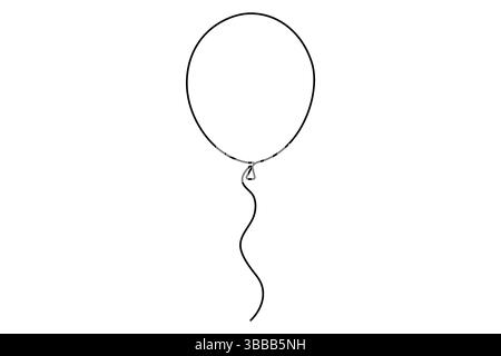 Continuous one line drawing of balloon isolated outline vector ...
