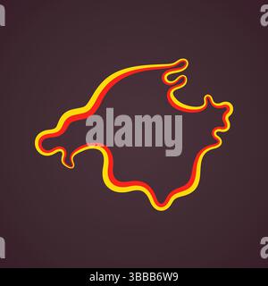 Outline map of Mallorca marked with ribbon in colors from the flag ...