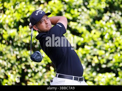 Xander Schauffele hits on the 12th fairway during a practice round for ...
