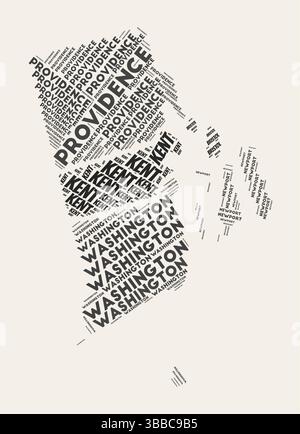 Rhode Island Text Style Counties. State region names word clouds in ...