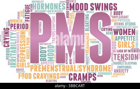 Premenstrual syndrome - PMS word cloud conceptual design isolated on white background Stock ...