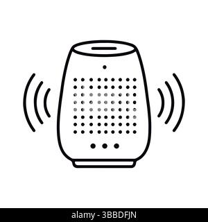 Portable Speaker Symbol with Audio Signals. Digital Voice Assistant ...
