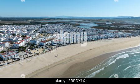 Aerial views of the municipality of Barbate and its coastline ...