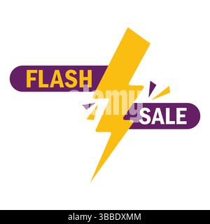 Trendy flash sale with yellow thunder label Stock Vector Image & Art ...