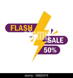 Trendy flash sale with yellow thunder label Stock Vector Image & Art ...
