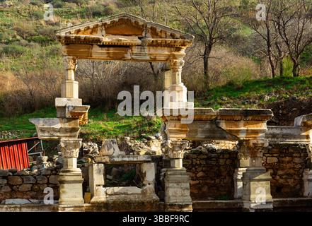 Remained elements of Nymphaeum Traiani in ancient Ephesus city, Turkey ...