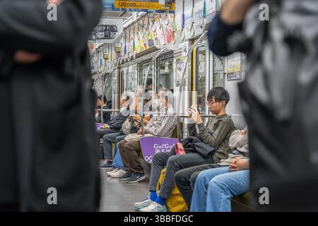 Osaka, Japan, Kintetsu Osaka Line subway, passengers Stock Photo - Alamy