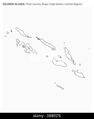 Map of Solomon Islands with regions. Just a simple country border map with region division ...