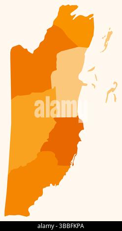 Map of Belize with regions. Just a simple country border map with ...