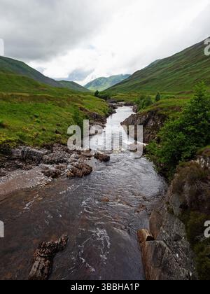 River roy, Silver birch Betula pendula and mountains in Glen Roy ...