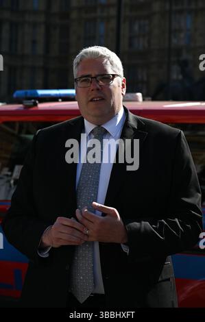Democratic Unionist Party leader Gavin Robinson MP arrives to a ...
