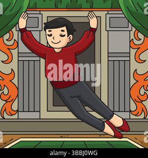 Ballet Danseur making Leap Cartoon Colored Clipart Stock Vector Image ...