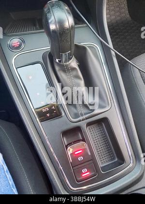 Parking brake of a modern car. Electronic handbrake. Modrn car hand ...