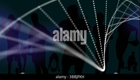 Image of dna rotating over black background with math formulas Stock ...