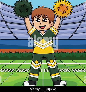 Male Cheerleader Touchdown Cartoon Colored Clipart Stock Vector Image ...