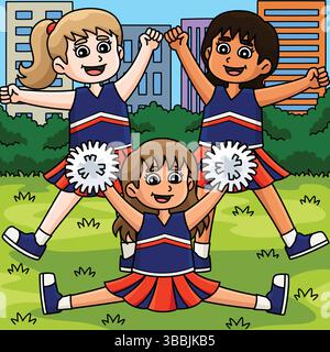 Female Cheerleader Squad Cartoon Colored Clipart Stock Vector Image ...