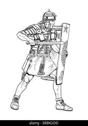 Roman legionary attacking with pilum. Historical drawing Stock Photo ...