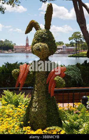 The Kangaroo topiary and the World Showcase lake, the Italy and Germany ...