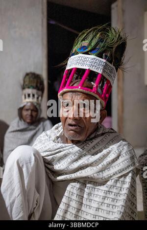 With Ram tattoos and printed on shawls, and wearing peacock feather ...