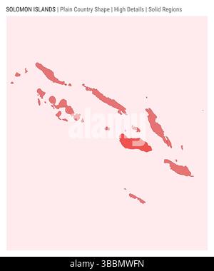 Map of Solomon Islands with regions. Just a simple country border map with region division ...