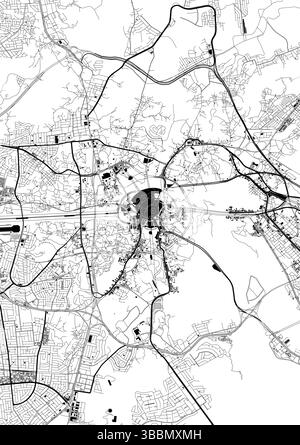 Vector city map of Mecca, Saudi Arabia – black and white urban street ...