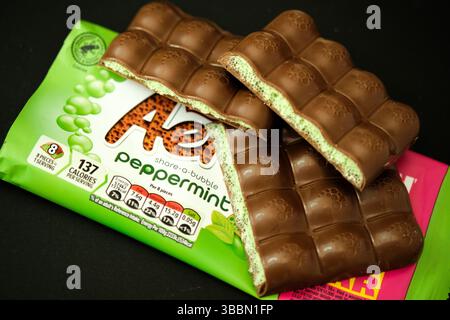 London UK, May 16 2025, Peppermint Flavoured Bar Of Aero Chocolate ...