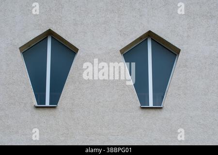 Coffin-Shaped Twin Windows – Gothic House Detail. Monochrome Hues Stock ...