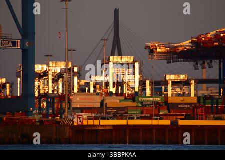 Containerumschlag im Hamburger Hafen. *** Container handling in the ...