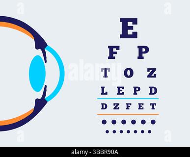 Illustration of an eye chart. An eye chart test assesses visual acuity ...