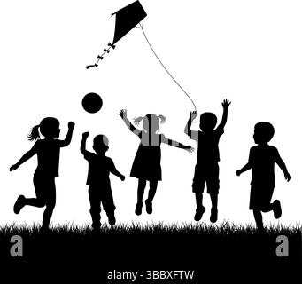 kids boys with kite flying Stock Vector Image & Art - Alamy