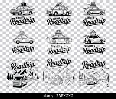 Vintage art illustration design of a camper van Stock Vector Image ...