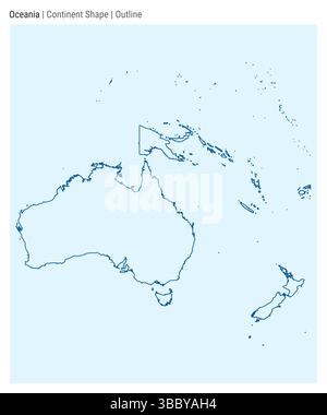 Oceania. Simple vector map. Continent shape. Outline regions style ...