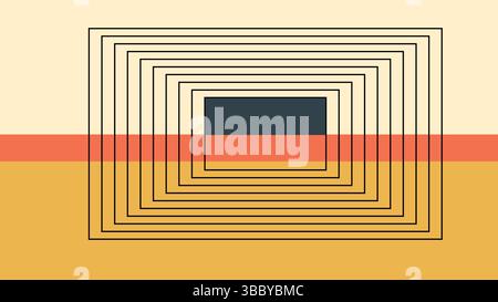 Concentric Square Lines on Retro Color Background Stock Vector Image ...