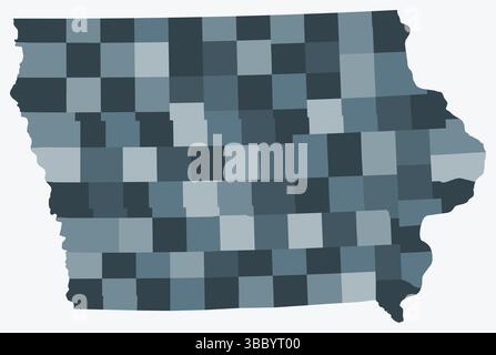 Iowa, IA - detailed political map of US state. Administrative map ...