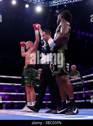 Jimmy Sains after beating Gideon Onyenani in their Middleweight bout at ...